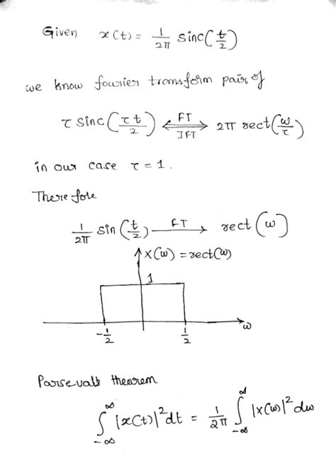 p7 use the fourier transform of the signal t and parseval s theorem