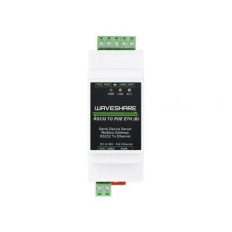 Waveshare Industrial Serial Server Rs232 To Rj45 Ethernet Tcpip To Serial Rail Mount Support