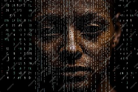 Premium Photo A Binary Code With Human Face Shape On Dark Background Generative Ai Aig27