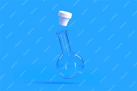 Premium Photo Empty Flask Flies On Blue Background Chemistry Flask