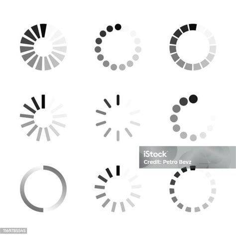 슈퍼 다른 부하 아이콘을 설정합니다 웹 사이트 버퍼 로더 또는 프리로더를 서클합니다 상태 아이콘 다운로드 또는 업로드 교환에 대한 스톡 벡터 아트 및 기타 이미지 Istock