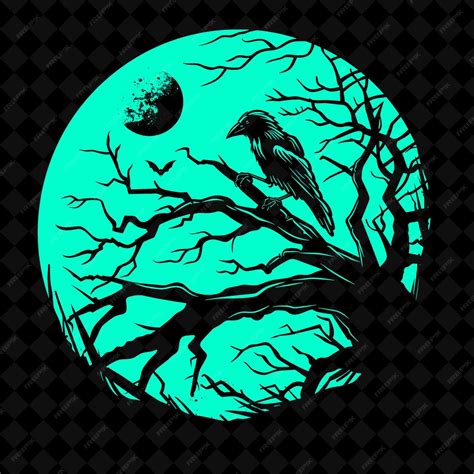 Premium Psd Dramatic Dead Tree Logo With Decorative Crow And Fog