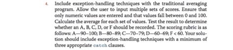 Solved 4 Include Exception Handling Techniques With The Chegg Com