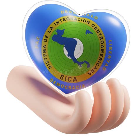 Central American Integration System Flag With Heart Hand Care Stock
