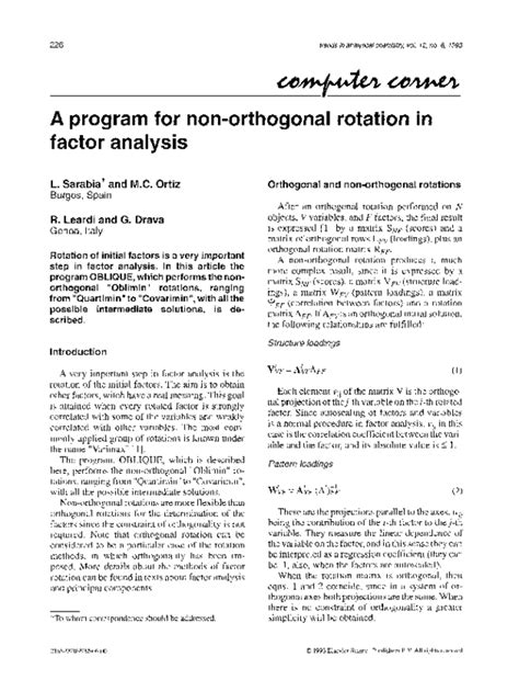 pdf a program for non orthogonal rotation in factor analysis