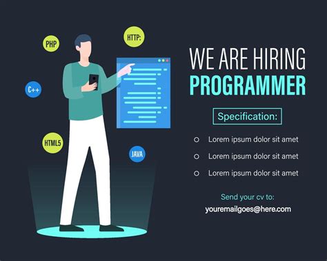 Programmer Job Vacancy Template With People Illustration 13131595 Vector Art At Vecteezy
