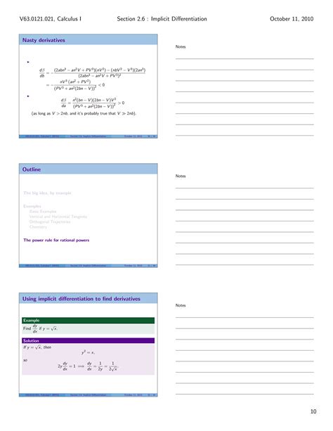 Lesson 11 Implicit Differentiation Section 21 Handout Pdf