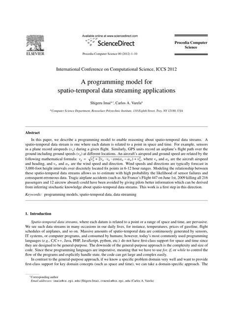 Pdf A Programming Model For Spatio Temporal Data Streaming Applications