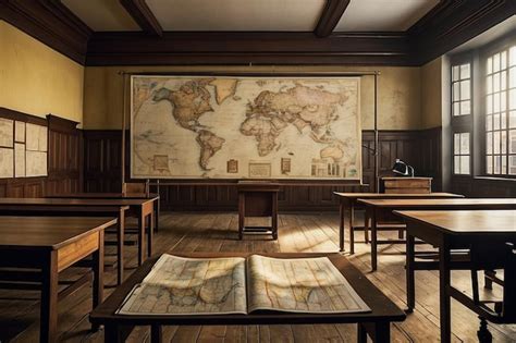 History Classroom With Maps Premium Ai Generated Image