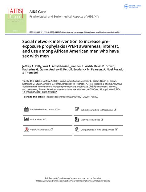 Pdf Social Network Intervention To Increase Pre Exposure Prophylaxis Prep Awareness