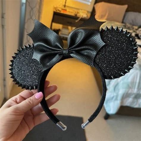 Goth Mickey Ears Bat Bow Spikes Mouse Ears Halloween Ears Minnie