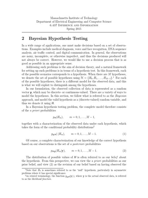 Lecture 2 Bayesianhypothesistesting Pdf Hypothesis Bayesian Inference