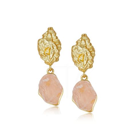 Fashion Jewelry Gold Earrings Jewellery Pink Crystal 18k Gold Plating