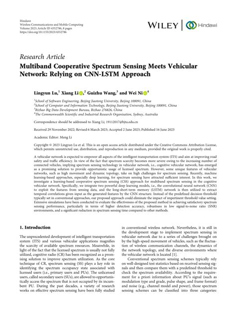 Pdf Multiband Cooperative Spectrum Sensing Meets Vehicular Network