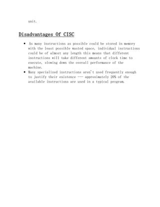 Risc And Cisc Casestudy DOCX Programming Languages Computing