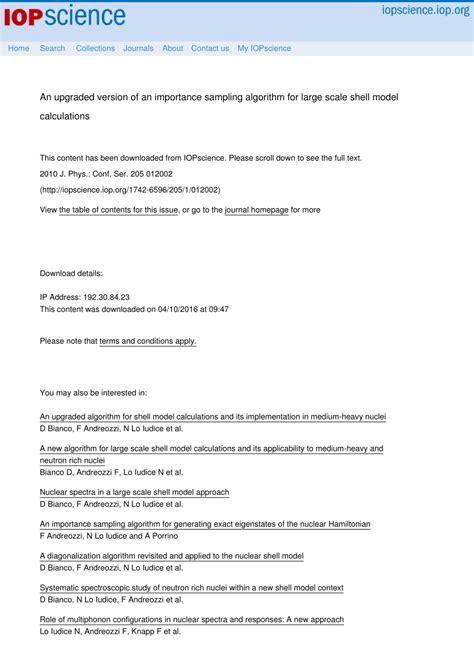 pdf an upgraded version of an importance sampling algorithm for large