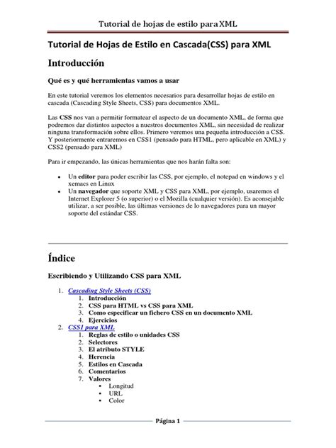 Tutorial De Hojas De Estilo En Cascada Pdf Hojas De Estilo En