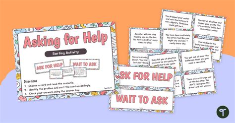 asking for help sorting activity teach starter