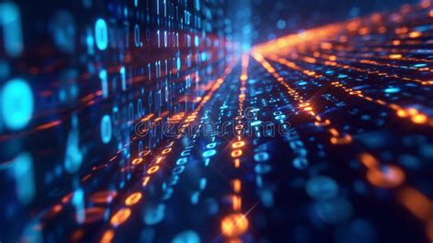 Glowing Binary Code Streaming Across A Dark Abstract Cyberspace Stock