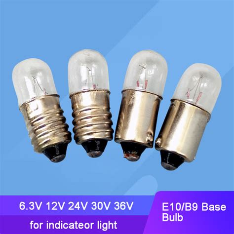 10ชิ้น E10 B9 63v 12v 24v 30v 36v 48v หลอดไฟขนาดเล็กสำหรับเครื่องแสดง