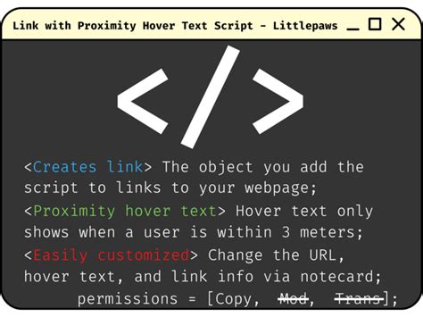 second life marketplace link with proximity hover text script
