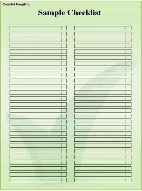 Checklist Templates Word Excel Free Formats Excel Word