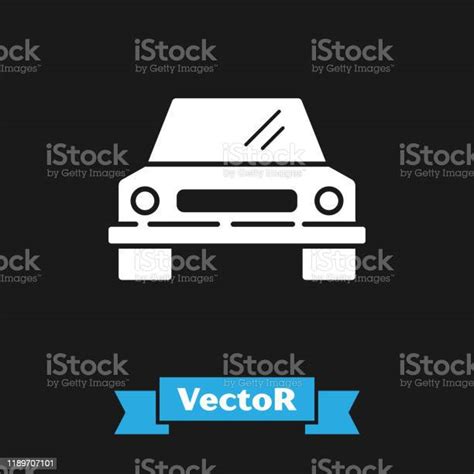 검은 색 배경에 격리 된 흰색 자동차 아이콘입니다 전면 뷰입니다 벡터 일러스트레이션 0명에 대한 스톡 벡터 아트 및 기타 이미지 0명 개념 교통수단 Istock