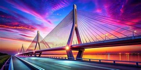 Stunning 3d Render Of A Modern Cablestayed Bridge Overpass Showcasing