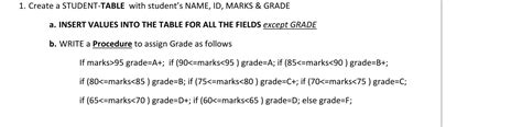 Solved 1 Create A Student Table With Students Name Id