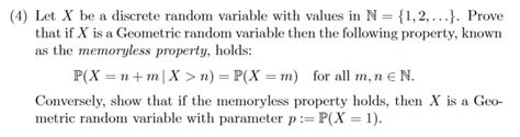 Solved 4 Let X Be A Discrete Random Variable With Values In