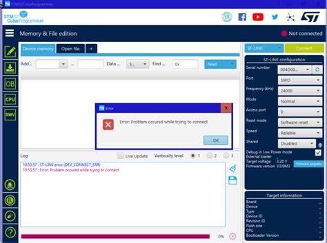 Solved Stm32cubeprogrammer 2101 Will Not Connect To St
