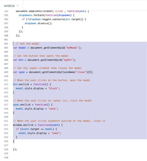 how can i create a modal in an article that when opened a different