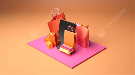 스마트폰과 쇼핑백을 이용한 온라인 쇼핑의 만화 3d 모델 3d 그림 쇼핑백이 달린 스마트폰 고화질 사진 사진 배경 일러스트 및 사진 무료 다운로드 Pngtree