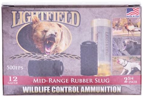 Lightfield Wildlife Control Shotgun Ammo Mid Range Rubber Slug 12ga 2 3 4 Rubber Slug