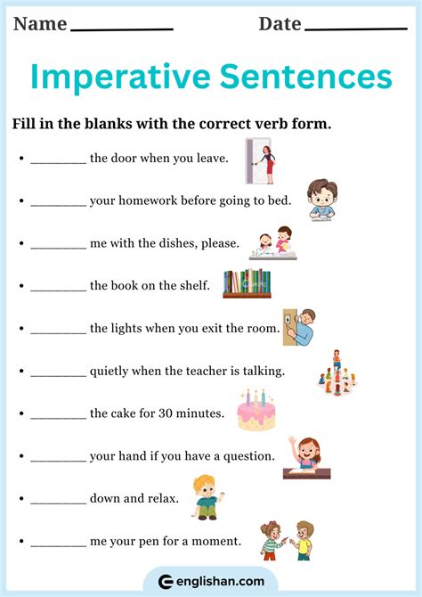 Imperative Sentences Worksheets With Answers