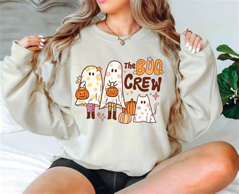 Halloween Boo Shirt Crew Spooky Season Sweatshirt Fall T Pumpkin