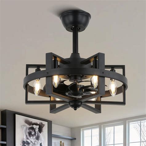 Bella Depot Vintlume 18 In Indoor Matte Black Metal Caged Ceiling Fan