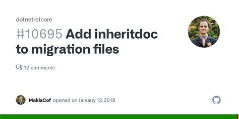 Add Inheritdoc To Migration Files · Issue 10695 · Dotnetefcore · Github