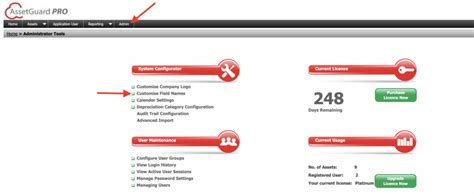 Customize Field Names Assetguard Pro