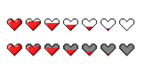 Bit Arcade Game Live Level Pixel Heart Bar Vector Art At Vecteezy