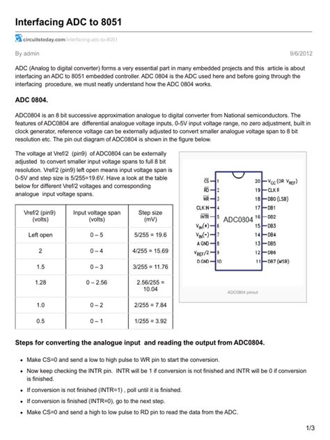 Interfacing Adc To 8051 Pdf Analog To Digital Converter Electrical Circuits