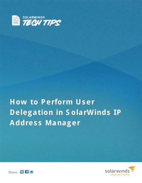 How To Perform User Delegation In Solarwinds Ipam