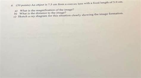 Solved Points An Object Is Cm From A Convex Lens Chegg