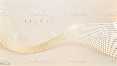 골든 글로우 커브 라인 배경 럭셔리 라이트 브라운 컨셉 소중하고 비싼 느낌 배경 현대 템플릿 디자인에 대한 벡터에서 그림 3차원 형태에 대한 스톡 벡터 아트 및 기타 이미지