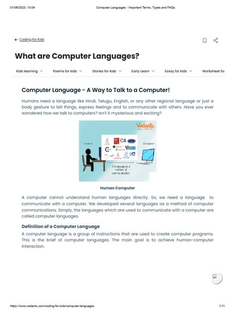 Computer Languages Important Terms Types And Faqs Pdf Assembly