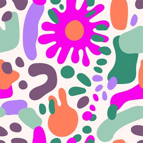 Premium Vector Modern Playful Vibrant Groovy Free Form Shapes And Doodle Objects Seamless