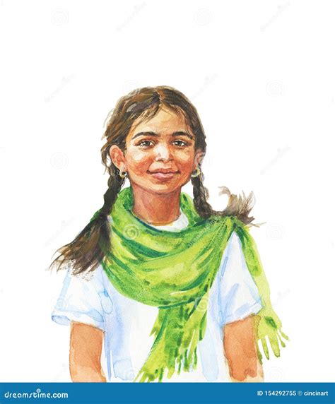 Realistisches Porträt Des Aquarells Kinder Stock Abbildung Illustration von arabisch gesicht