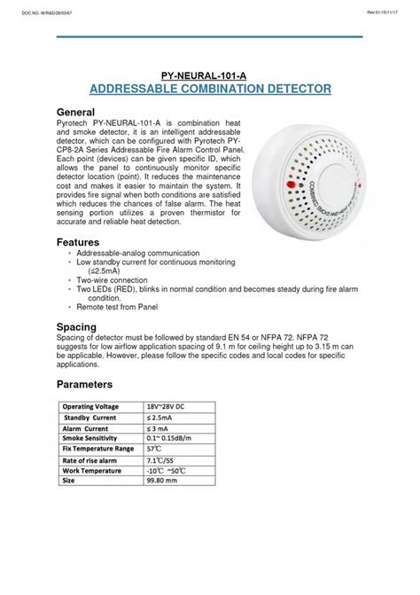 Pyrotech Ce Neural Fire Detector Model Namenumber Py Neural 101 A At