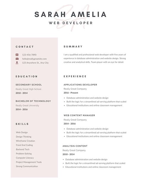 Professional Resume Template Cv Template Simple Resume Resume Hot Sex