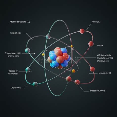 An Artistic Representation Of An Atomic Structure Featuring A Central Nucleus Stock